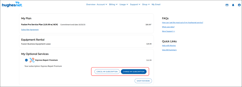 What Hughesnet services do I have?