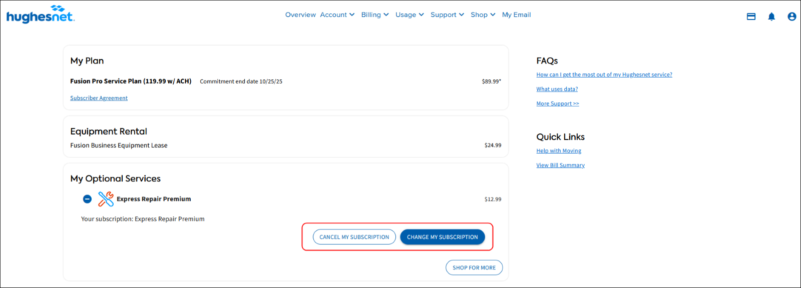 What Hughesnet services do I have?